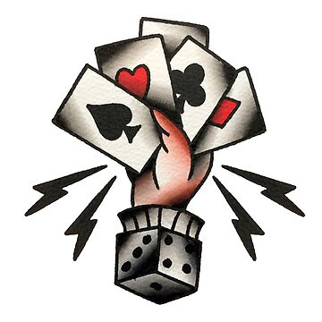 "Traditional Hand of Aces Tattoo Design" Sticker for Sale by F-T-T ...