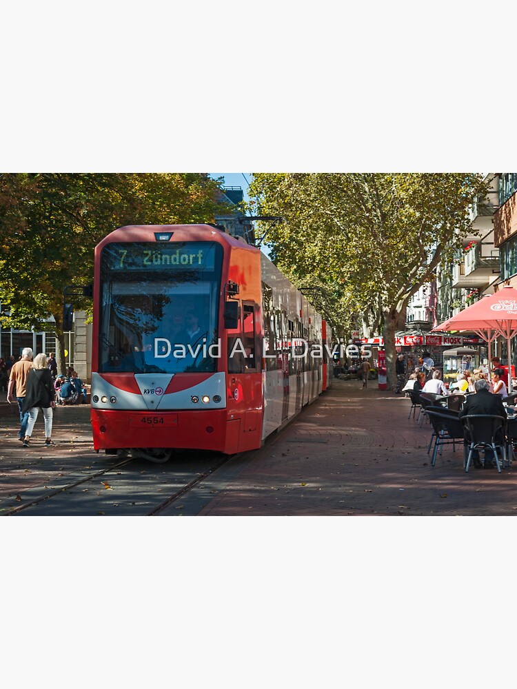 "Tram passing through the pedestrian zone, Frechen, Near Cologne ...