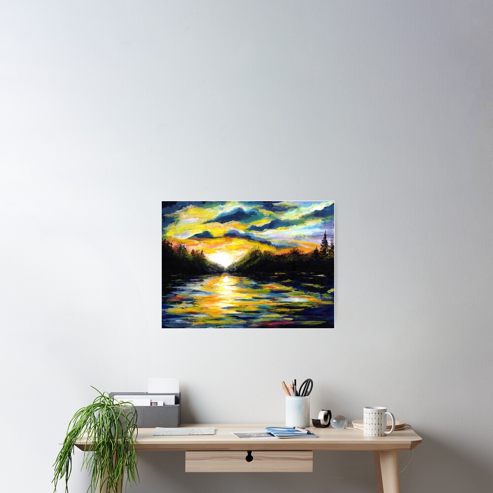 "Eye Catching Beautiful Hand Painted Sunrise" Poster for Sale by ...