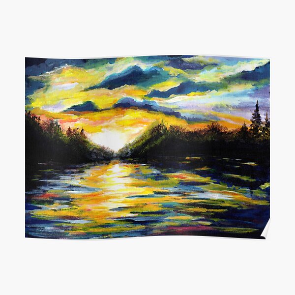 "Eye Catching Beautiful Hand Painted Sunrise" Poster for Sale by ...