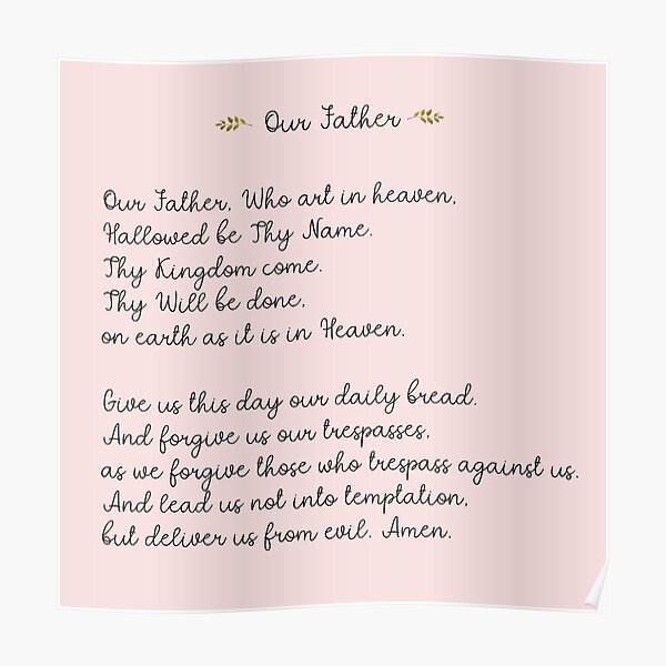 "The Our Father - Lord's Prayer - Christian Handwritten Pink Design ...