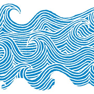 "BLUE AND WHITE WAVES - LINE DRAWING - OCEAN WAVES - RIVER RAPIDS ...