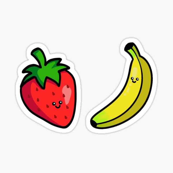 "Benjey Banana and Strawberry" Sticker by ellabirch | Redbubble