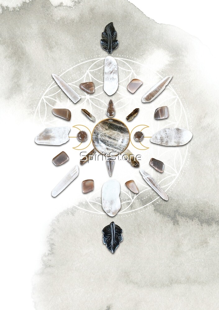"Black Moonstone Crystal Grid - Emotions" by SpiritStone | Redbubble