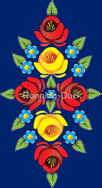 "Roses traditional canal art - blue background" by Running-Duck | Redbubble