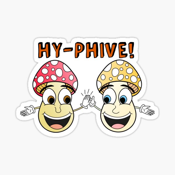 "Hy-phive Mushrooms (High-five)" Sticker by chytridoodles | Redbubble