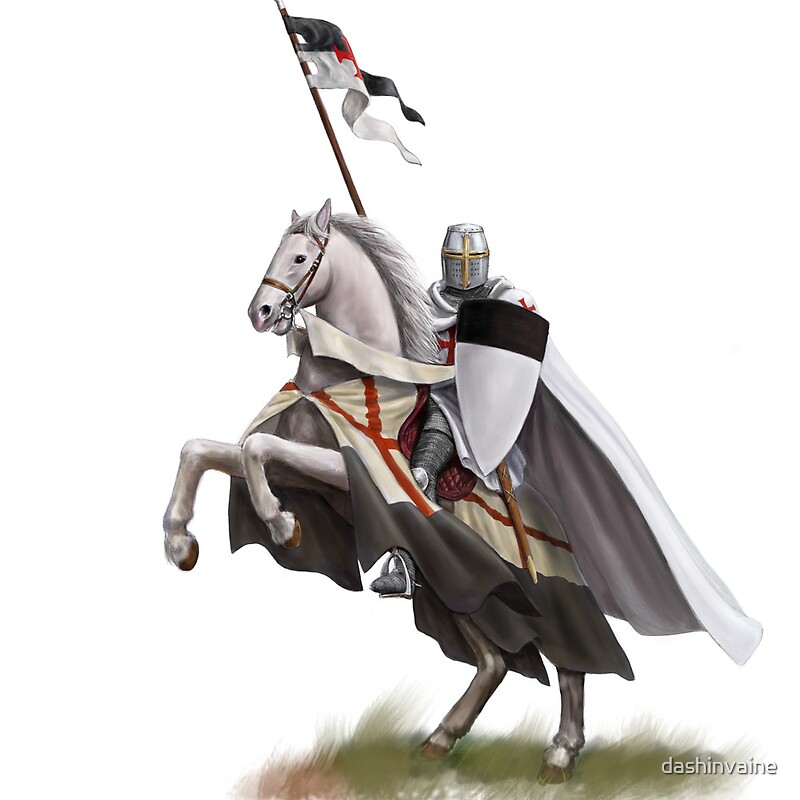 "Templar on Rearing Horse (digitally coloured)" by dashinvaine | Redbubble