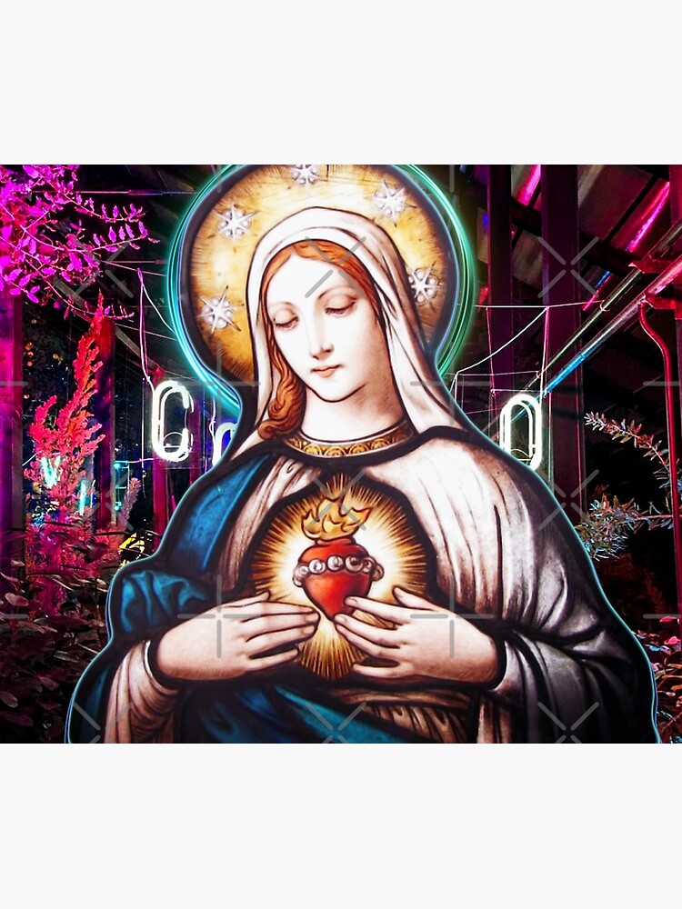 "Virgin Mary in the Neon Garden" Art Print by Olgamarchenko | Redbubble