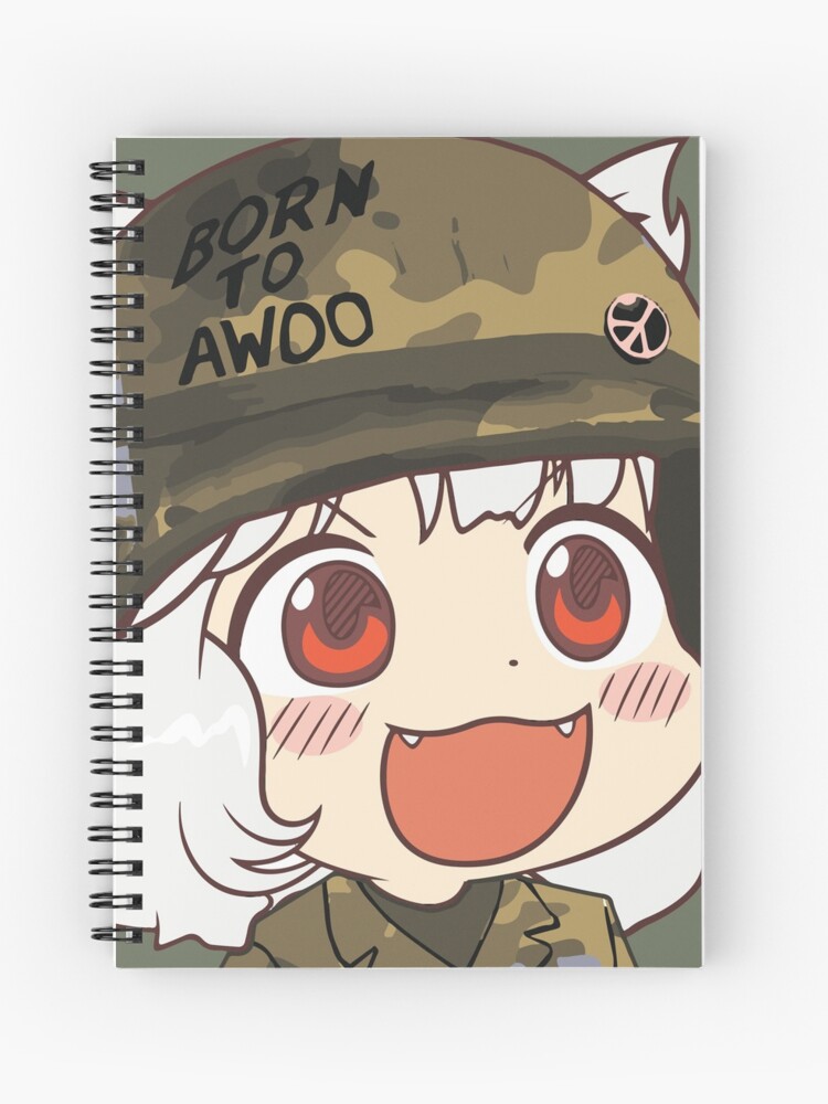 "Awoo Anime girl big smile Army Military Born to Awoo with Peace Symbol ...