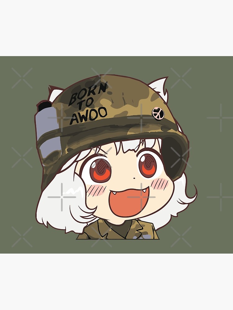 "Awoo Anime girl big smile Army Military Born to Awoo with Peace Symbol ...