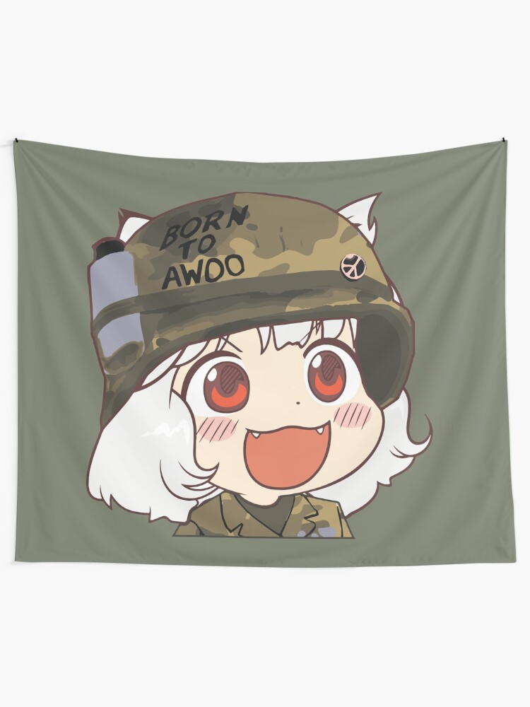 "Awoo Anime girl big smile Army Military Born to Awoo with Peace Symbol ...