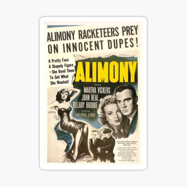 "Alimony - 1949 - Vintage Movie Poster" Sticker for Sale by oldvintique ...