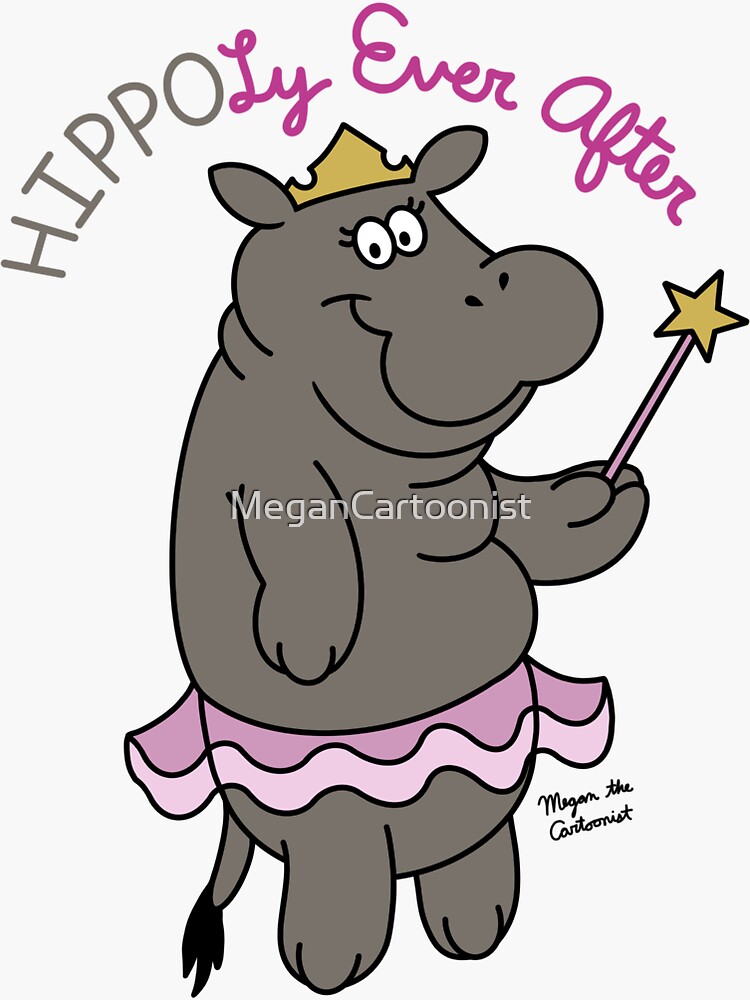 ""Hippoly Ever After" Heather the Hippo" Sticker for Sale by ...
