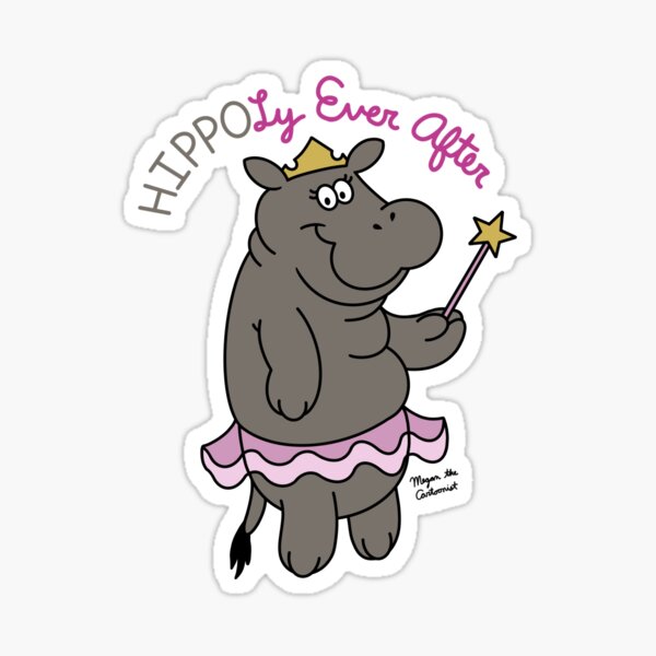 ""Hippoly Ever After" Heather the Hippo" Sticker for Sale by ...