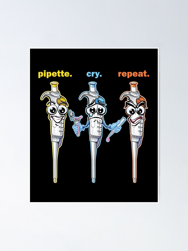"PCR Pipette Cry Repeat - Cartoon Pipette Funny Design for Dark ...