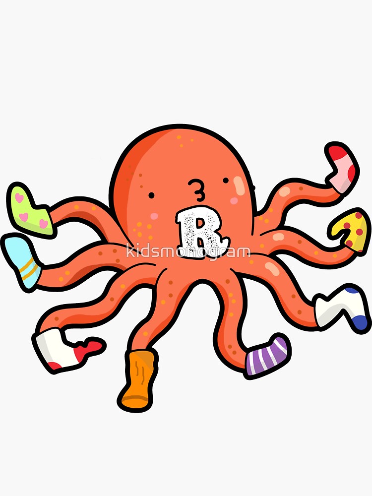 "Alphabet Letter R Cute Sock-topus" Sticker for Sale by kidsmonogram ...