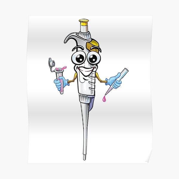 "Happy Pipette Cartoon Character holding PCR Tube and Micropipette Tip ...