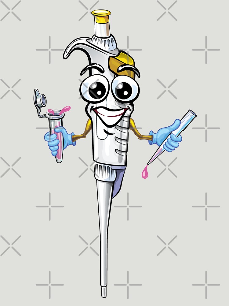 "Happy Pipette Cartoon Character holding PCR Tube and Micropipette Tip ...