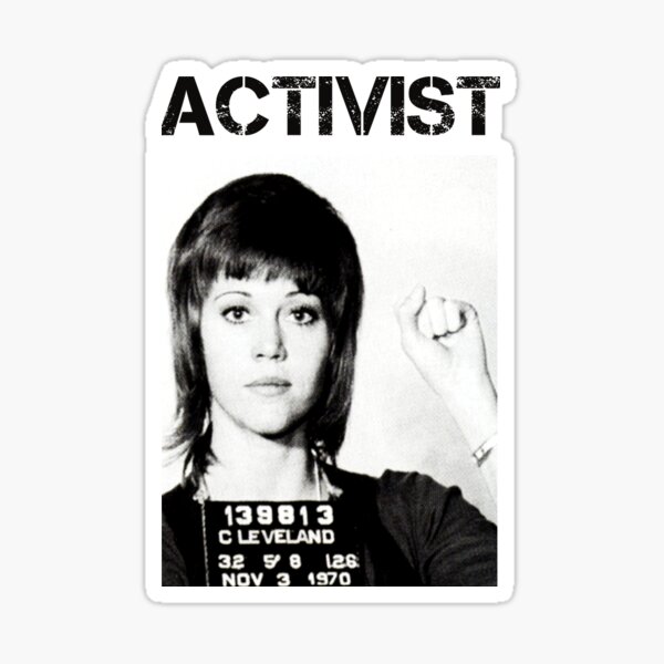 "Jane Fonda ACTIVIST" Sticker by Monkez | Redbubble