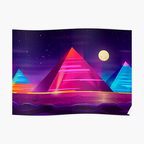 "Synthwave Neon City: Egypt, pyramids" Poster for Sale by SynthWave1950 ...