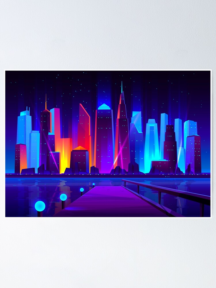 "Synthwave Neon City" Poster for Sale by SynthWave1950 | Redbubble