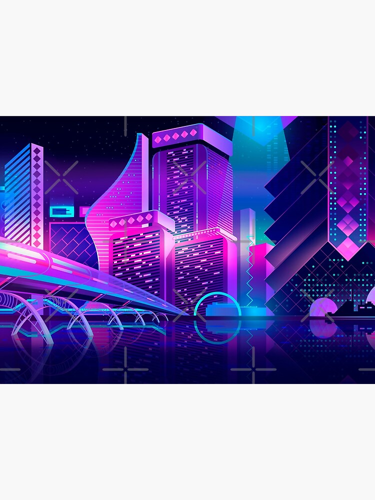 Synthwave Neon City Premium Matte Vertical Poster