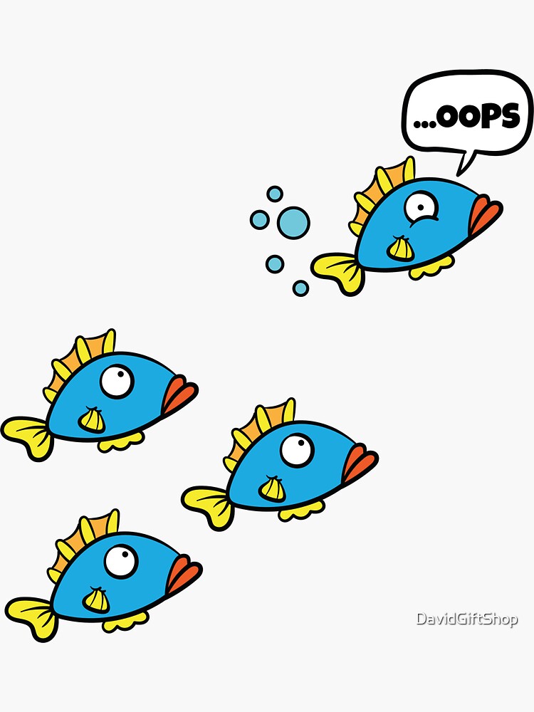 "Funny Farting Cartoon Fish Drawing Gift Idea" Sticker for Sale by ...