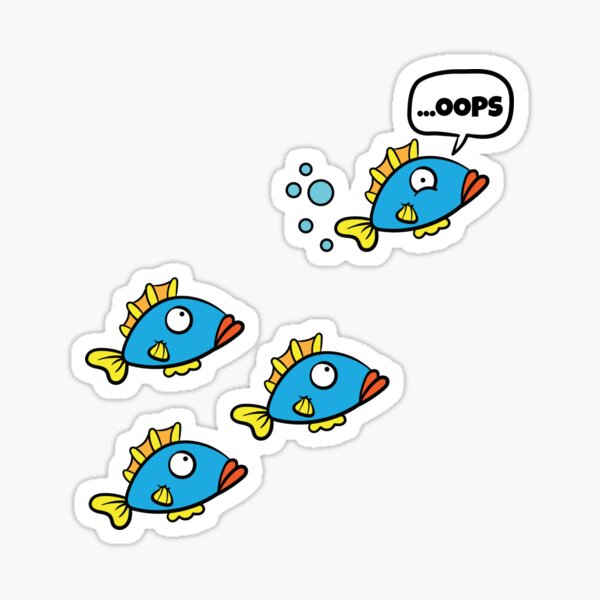 "Funny Farting Cartoon Fish Drawing Gift Idea" Sticker for Sale by ...