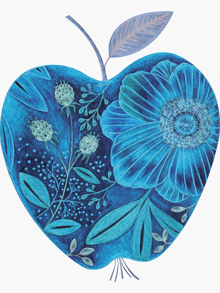 Pegatina «Manzana azul» de KateOzArt | Redbubble