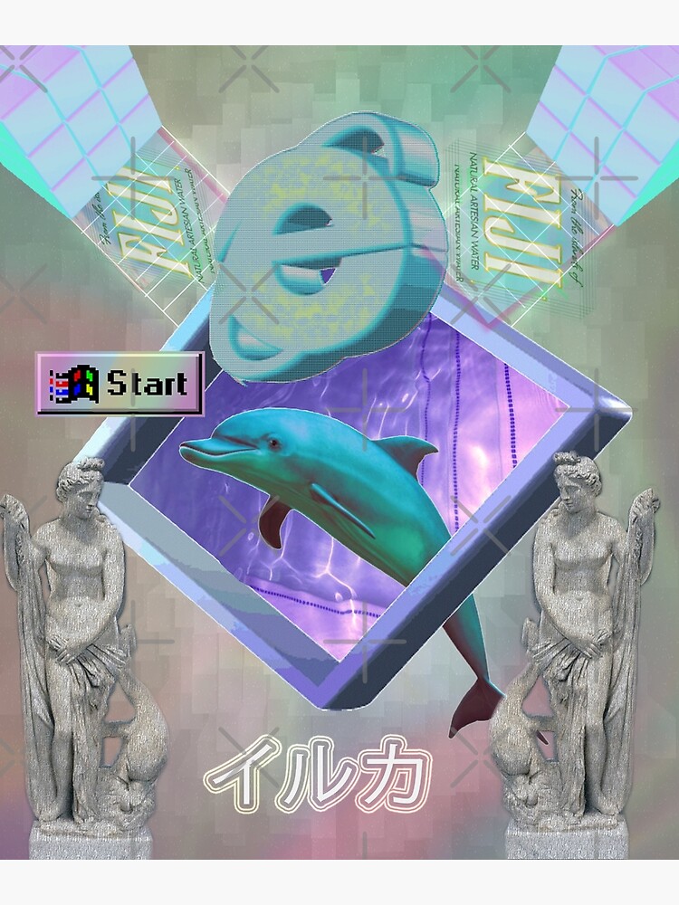 "Vaporwave dolphin explores the Internet" Canvas Print for Sale by ...