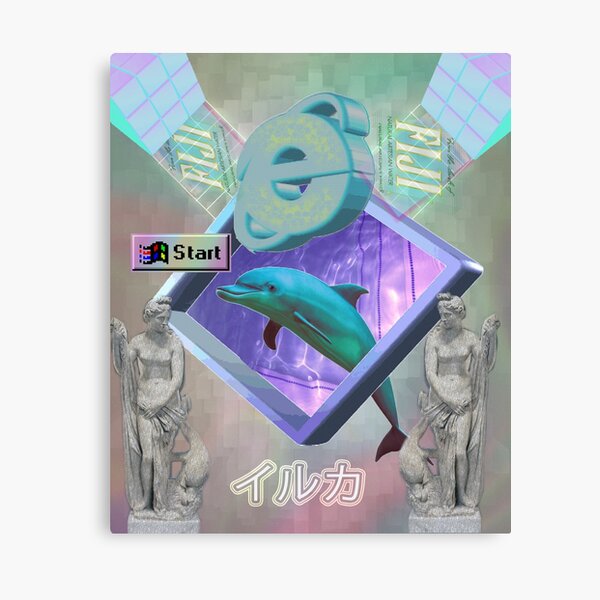 "Vaporwave dolphin explores the Internet" Canvas Print by DigitalCleo ...