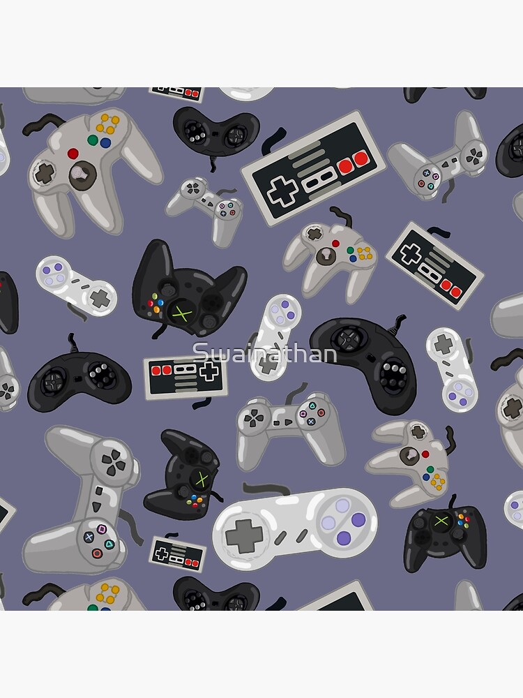 "Old School Video Game Controllers - Repeating Pattern" Pillow for Sale ...