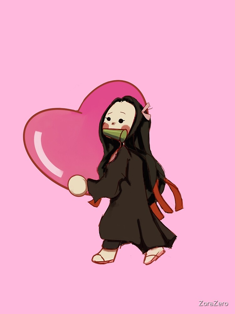 Lámina fotográfica «Nezuko Chibi - Sosteniendo un corazón - Kimetsu no ...
