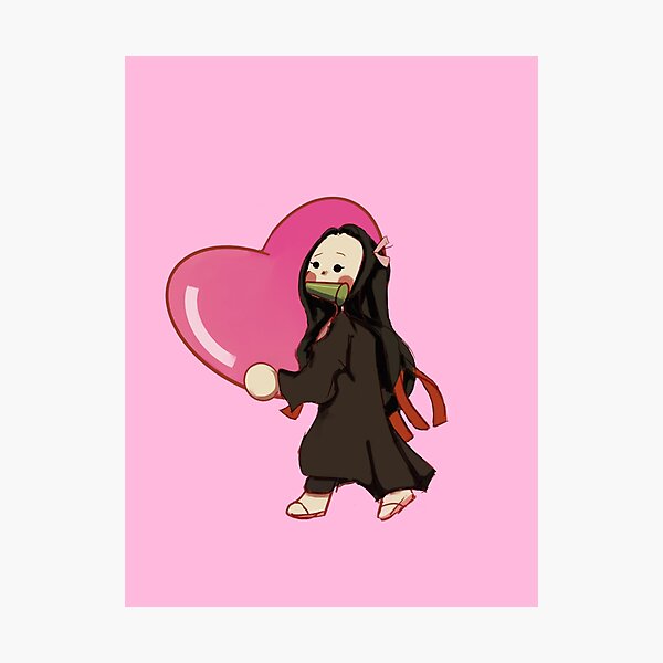 Lámina fotográfica «Nezuko Chibi - Sosteniendo un corazón - Kimetsu no ...
