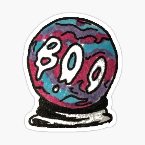 "Boo Crystal Ball" Sticker by meganswainart | Redbubble
