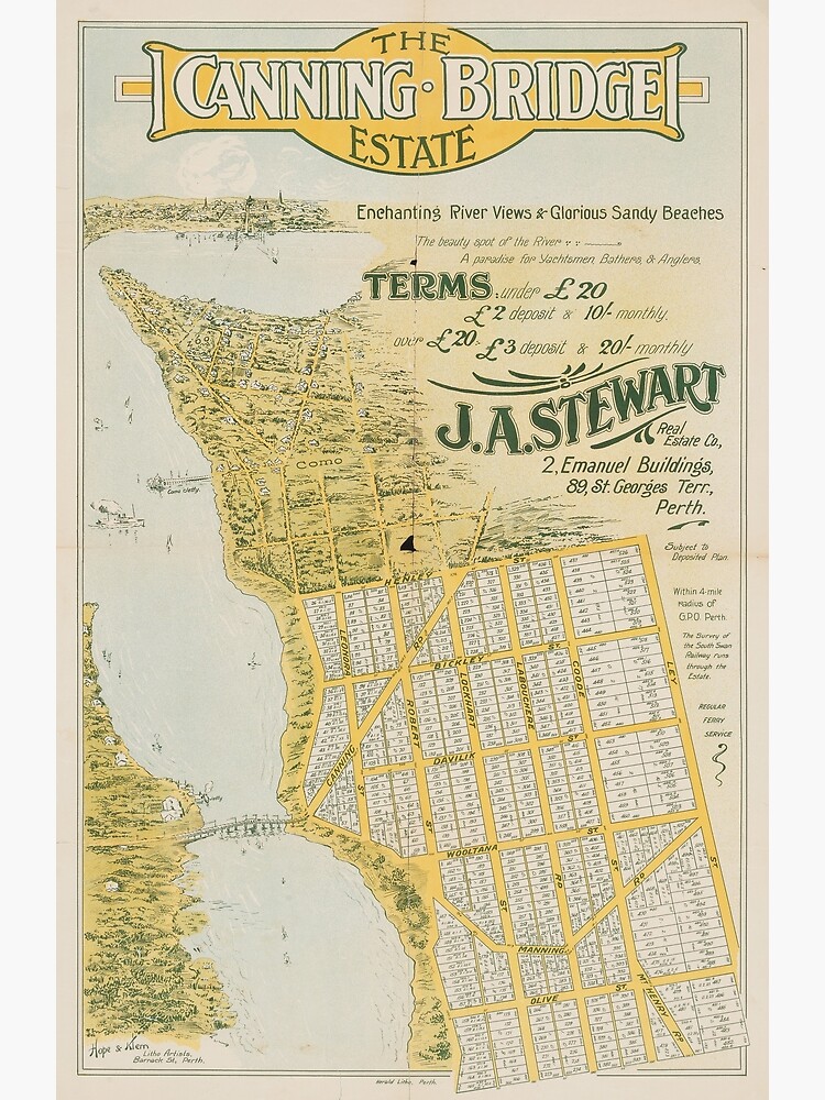 Lámina fotográfica «Mapa de Canning Bridge Estate, Perth, Australia ...