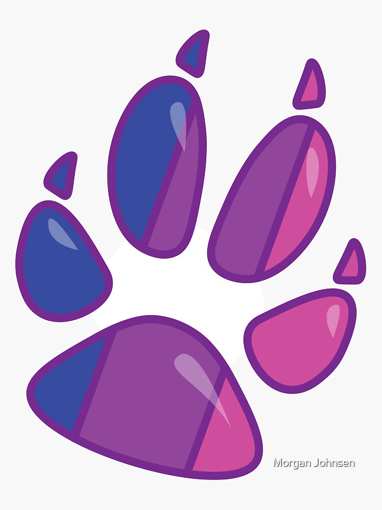 "Bisexual Pride Furry Fox Paw Print" Sticker by ZharaArt | Redbubble