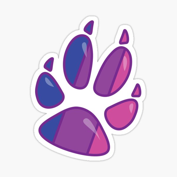 "Bisexual Pride Furry Fox Paw Print" Sticker by ZharaArt | Redbubble