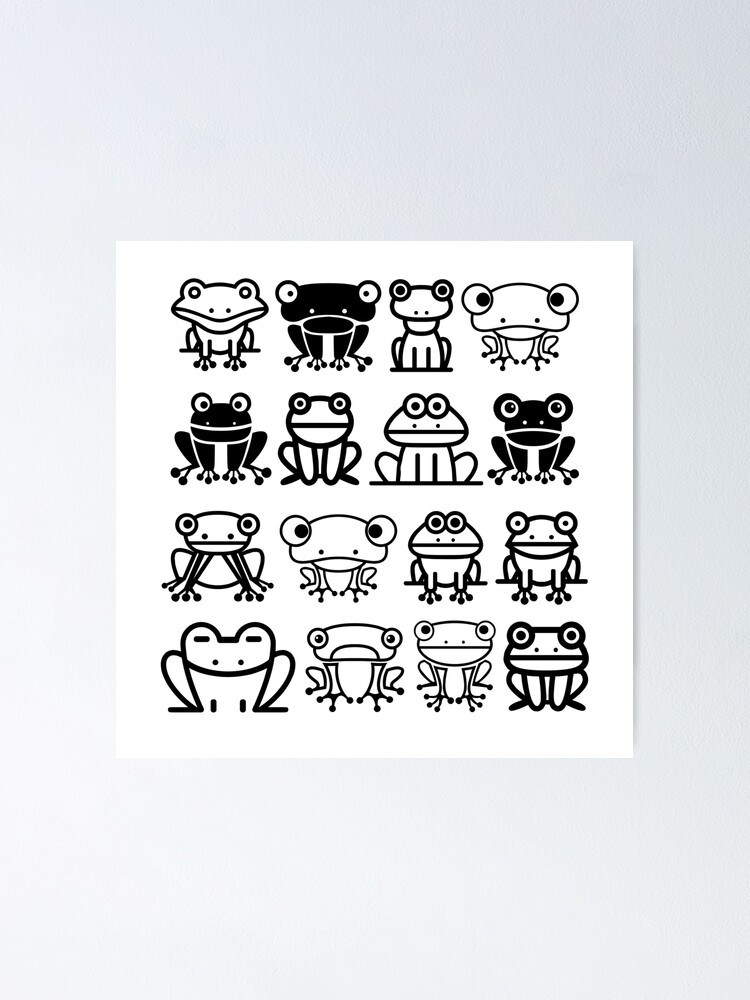 "Happy frogs black and white version" Poster by Leeloks | Redbubble