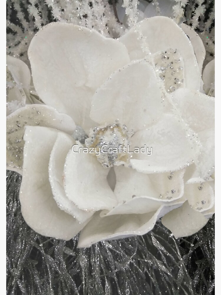 "White Flower Silver Glitter" Sticker by CrazyCraftLady | Redbubble