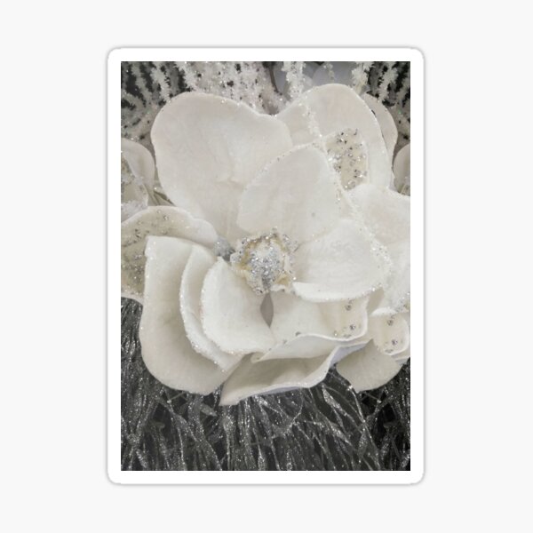 "White Flower Silver Glitter" Sticker by CrazyCraftLady | Redbubble