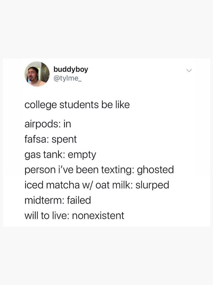 "college students be like" Sticker for Sale by syd6700 | Redbubble
