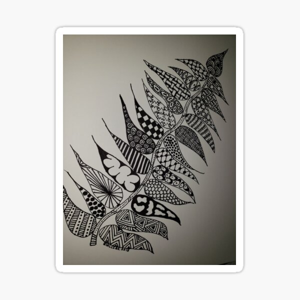 "Fern Leaf Zentangle" Sticker by stinewriting | Redbubble