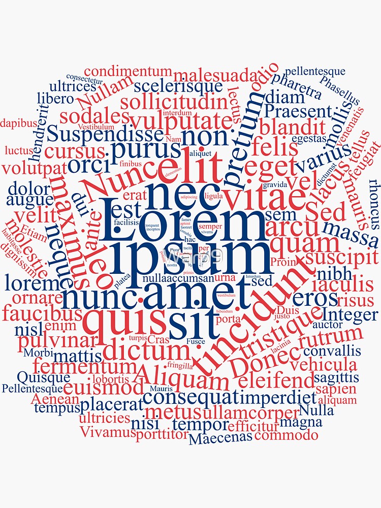 Pegatina «Lorem Ipsum Word Cloud - Versión rojo-azul» de Warp9 | Redbubble