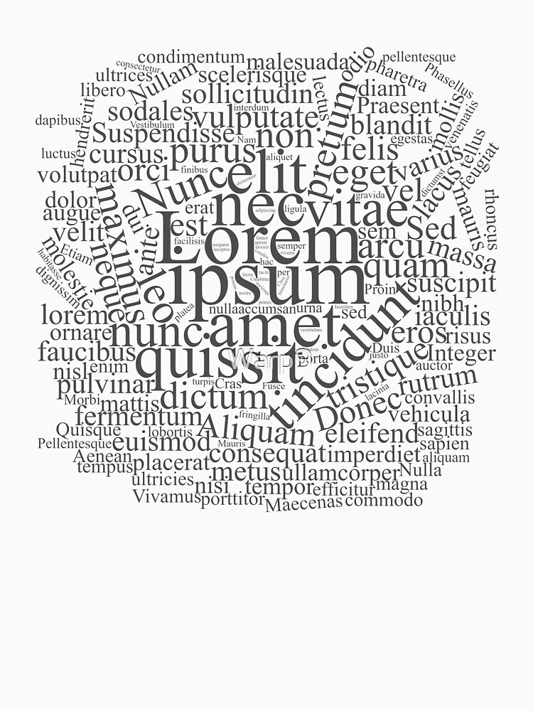 "Lorem Ipsum Word Cloud - Gray version" T-shirt by Warp9 | Redbubble