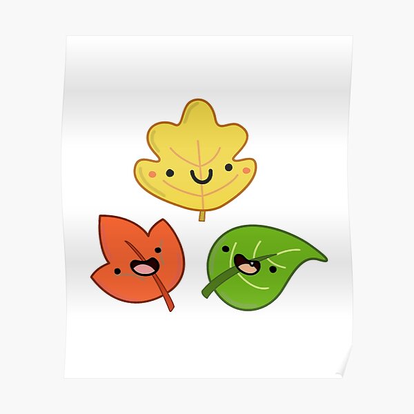 Kawaii Forest Leaves Poster For Sale By Kawaiilife Redbubble