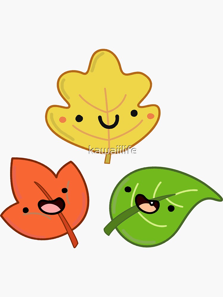 Kawaii Forest Leaves Sticker By Kawaiilife Redbubble