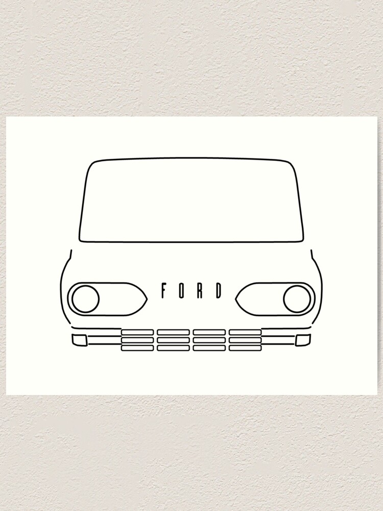"1960s Ford Econoline classic van outline graphic (black) " Art Print ...