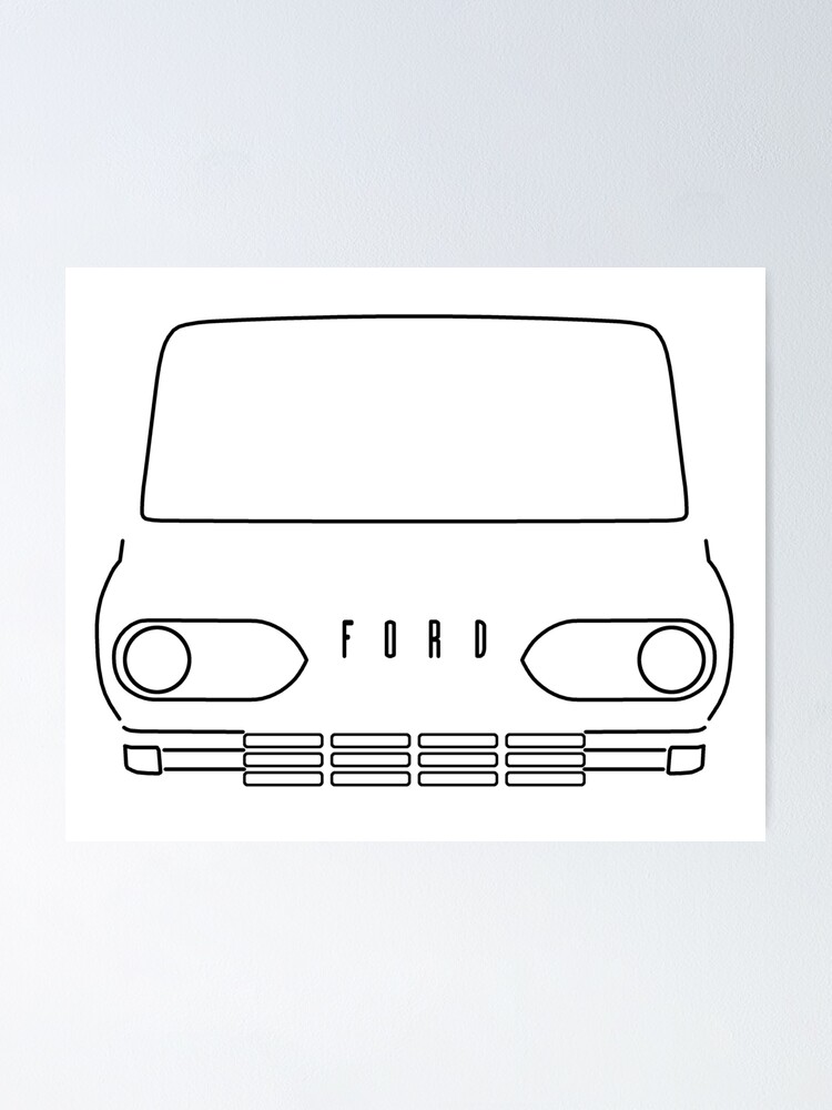 "1960s Ford Econoline classic van outline graphic (black) " Poster for ...