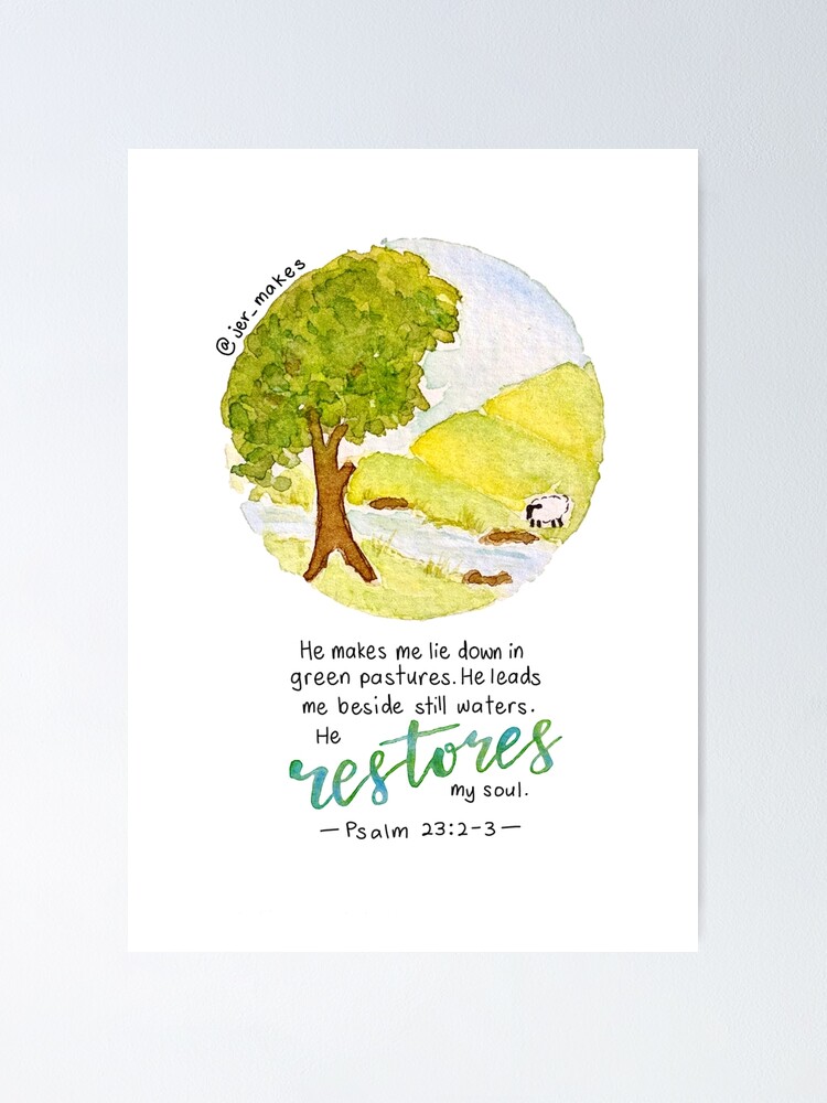 "Watercolour Psalm 23 Scene" Poster for Sale by jermakes | Redbubble